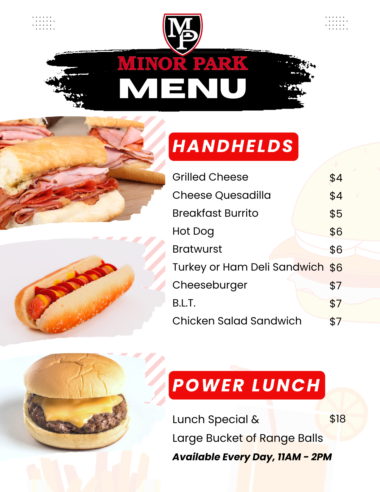 Minor Park Golf Course - GPS Menu